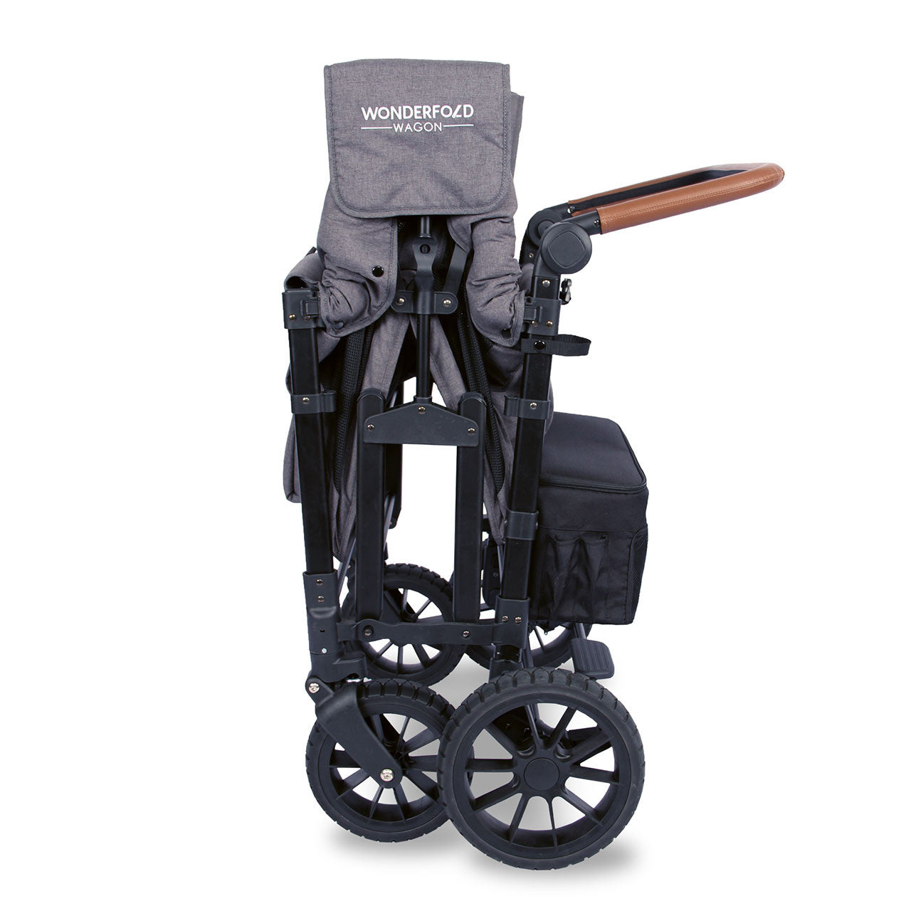 WonderFold W4 LUXE Quad Stroller Wagon in Charcoal Gray with Black Fra